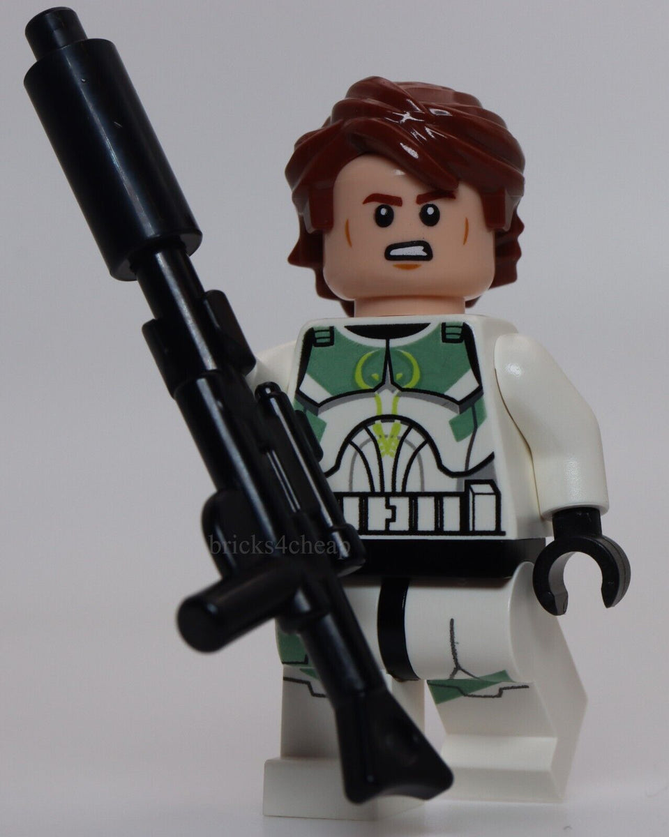 Lego Star Wars Clone Trooper Horn Company Sand Green Markings Gems In 3546