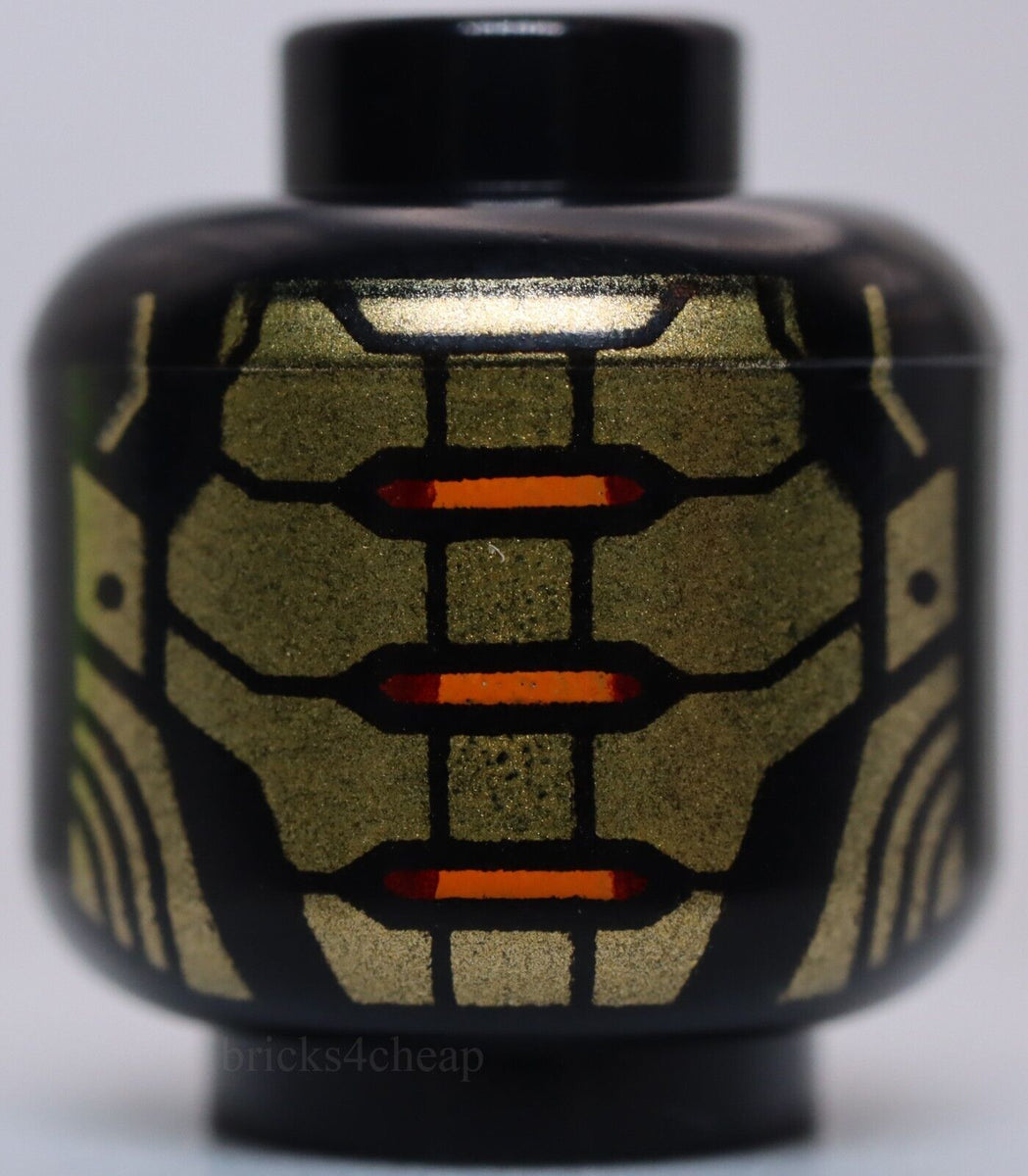 Lego Black Head Alien Robot with Gold Armor Plates and Large Red and O ...