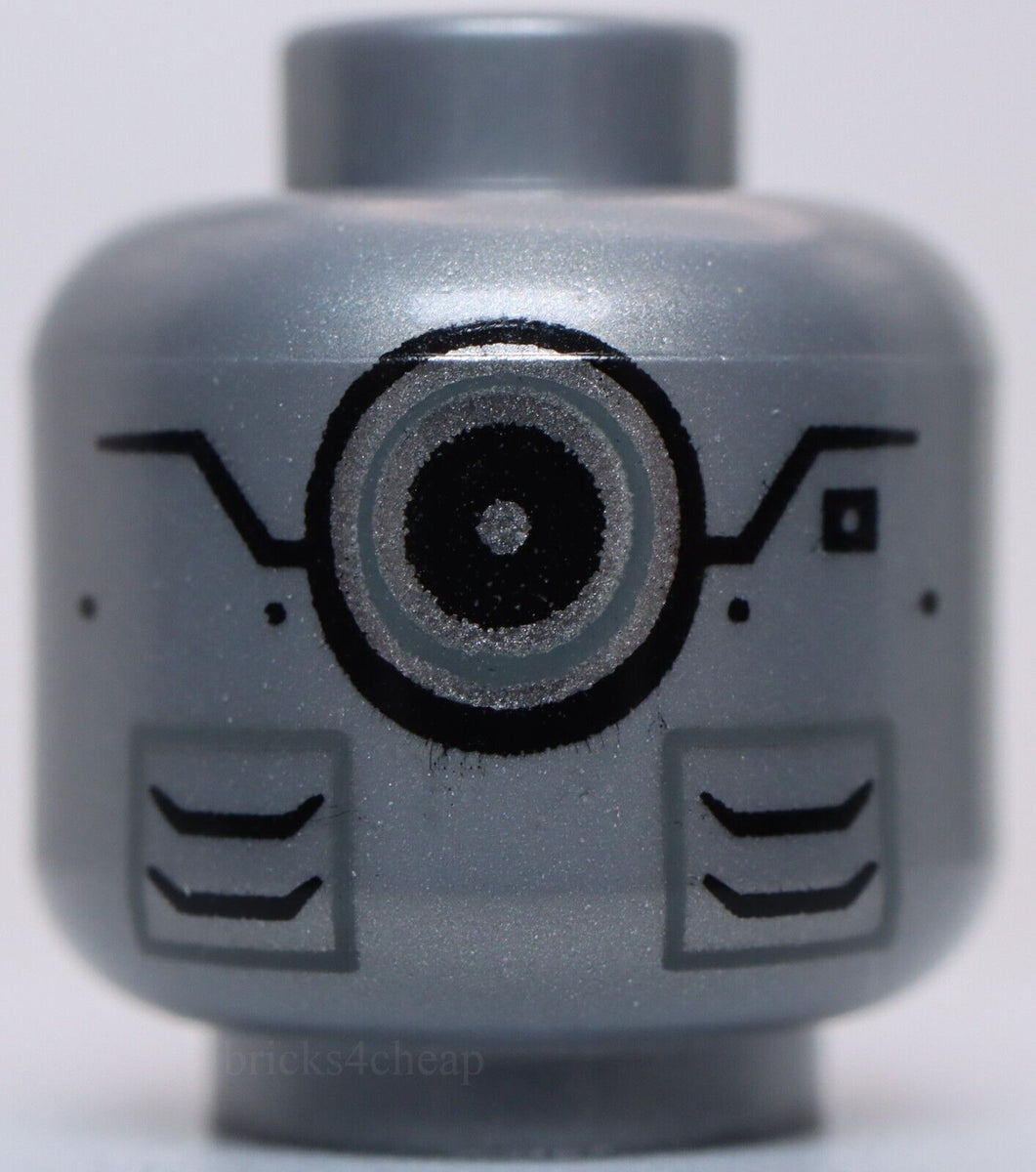 Lego Flat Silver Head Alien Robot Black Eyebrows Metallic Light Blue E ...