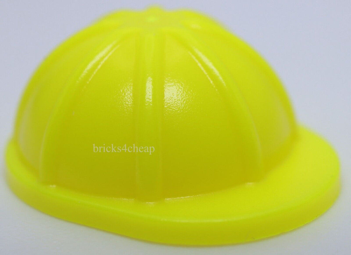 Lego 2x Neon Yellow Minifig Headgear Safety Helmet Construction Hardha ...