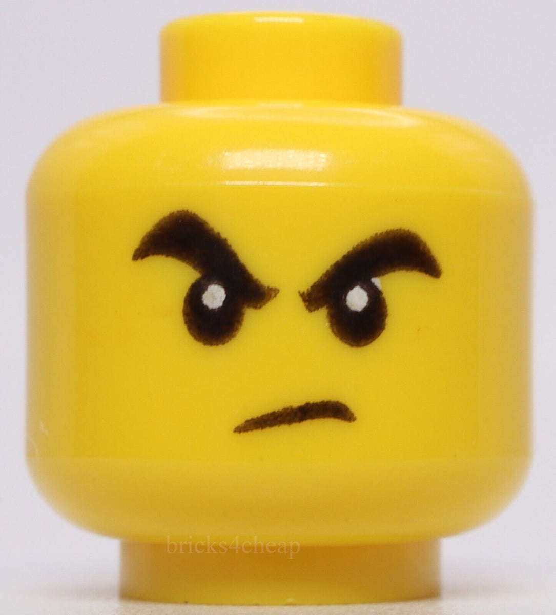 Lego Yellow Minifig Head Thick Black Eyebrows Angry Smile Red Eye Mask ...