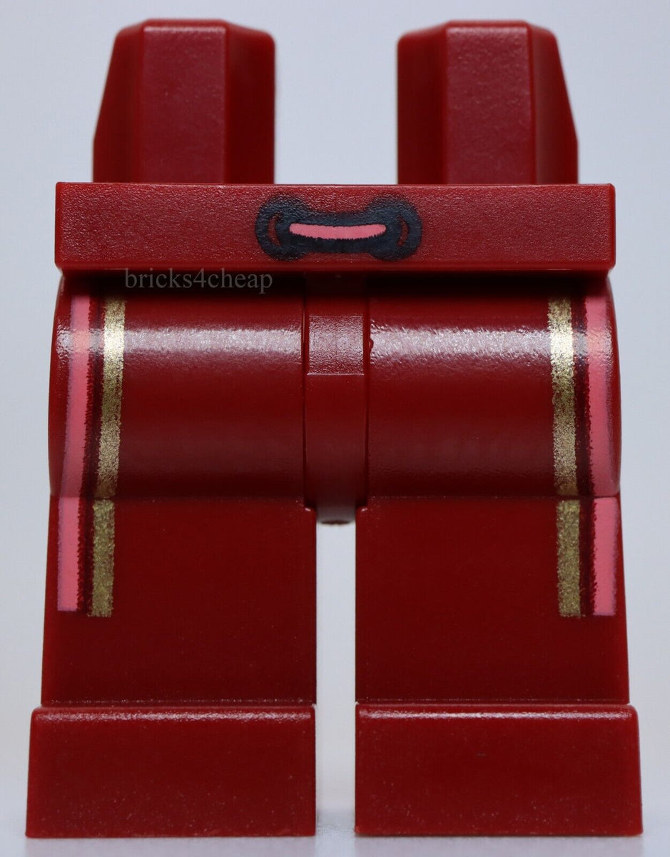 Lego Dark Red Hips and Legs with Coral and Gold Vertical Stripes Patte ...