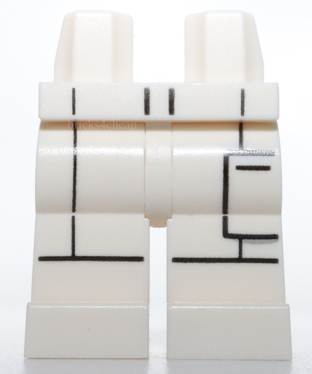 Lego White Minifigure Hips and Legs with Black Jumpsuit Outline and Si ...
