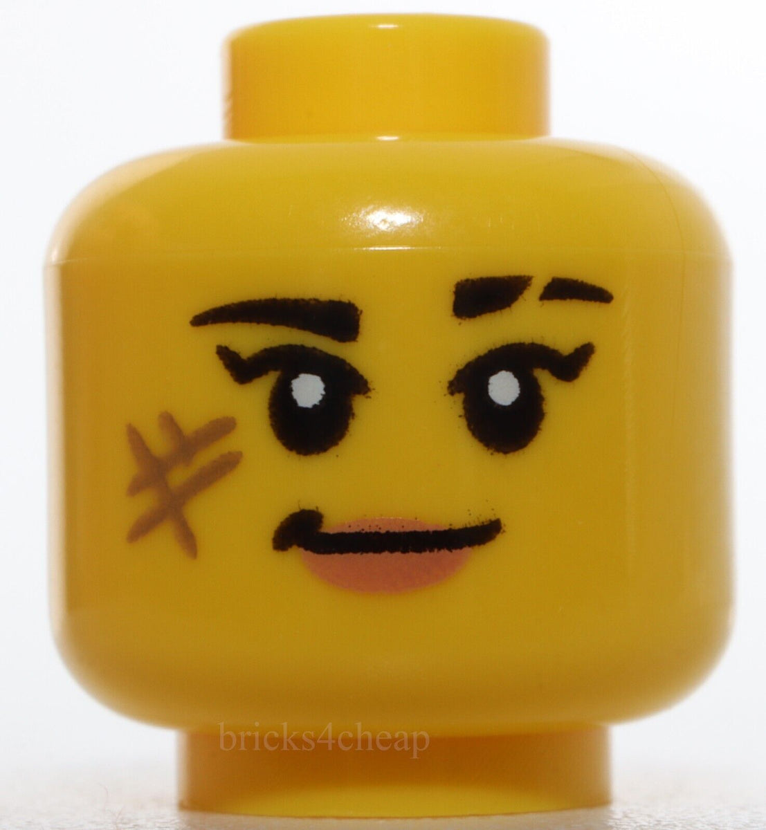 Lego Head Female Black Eyebrows Scar Olive Green Scuff Mark Nougat Lip ...