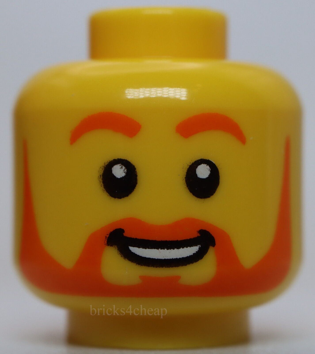 Lego Minifig Head Dual Sided Orange Eyebrows Beard Smile Teeth Raised ...