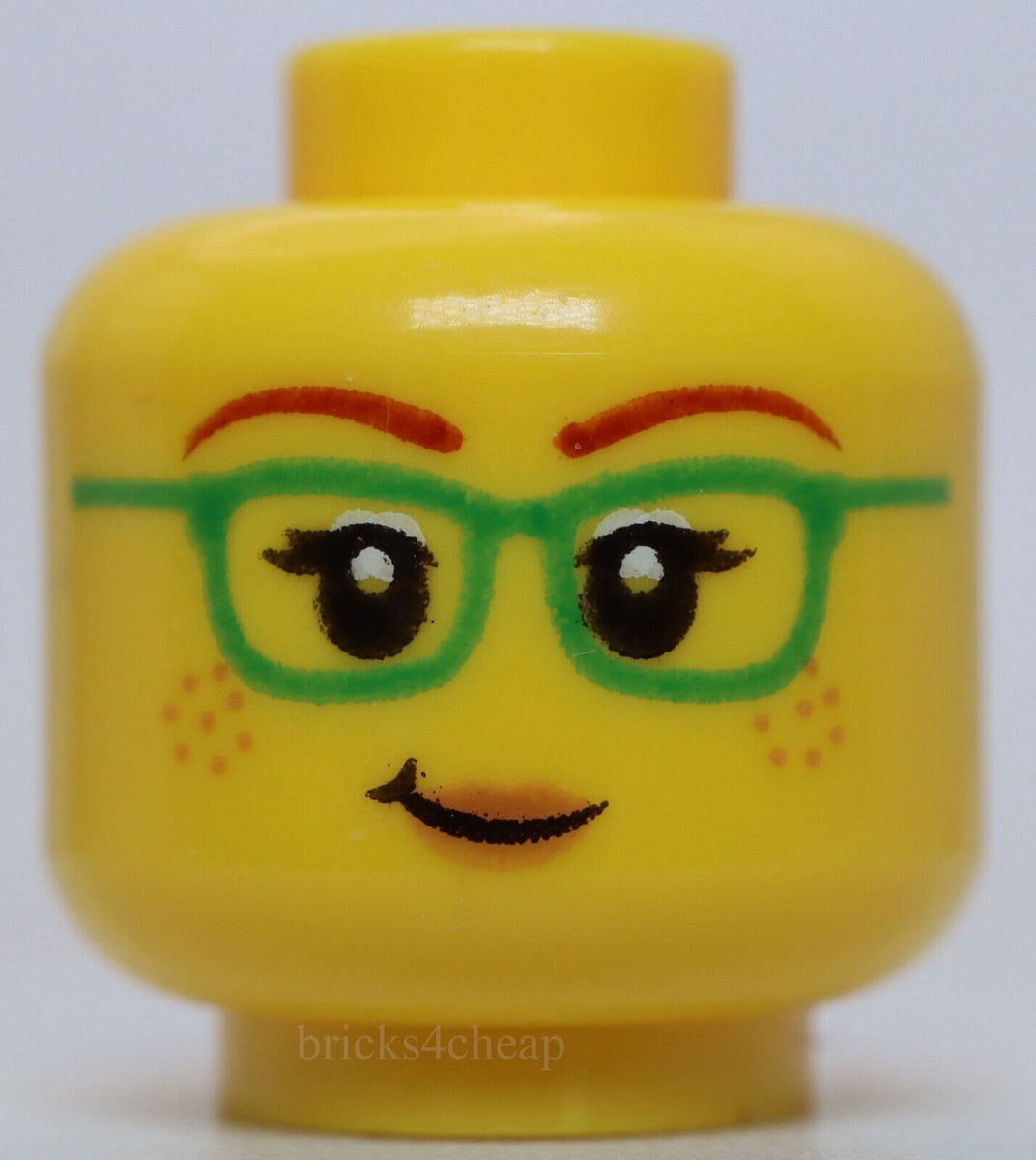 Lego Yellow Head Green Glasses Lips Freckles Lopsided Grin Covered wit ...
