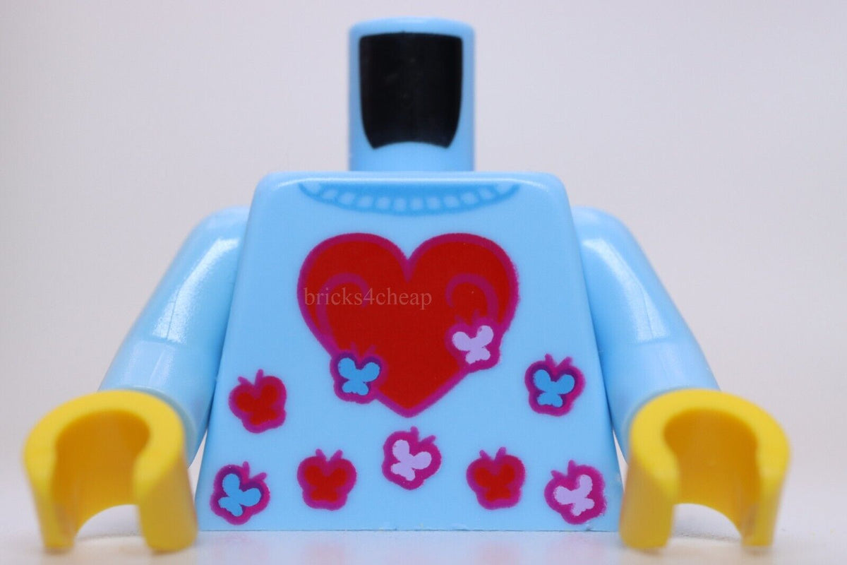 Lego Bright Light Blue Minifig Torso Butterfly Heart Pattern – Gems In ...