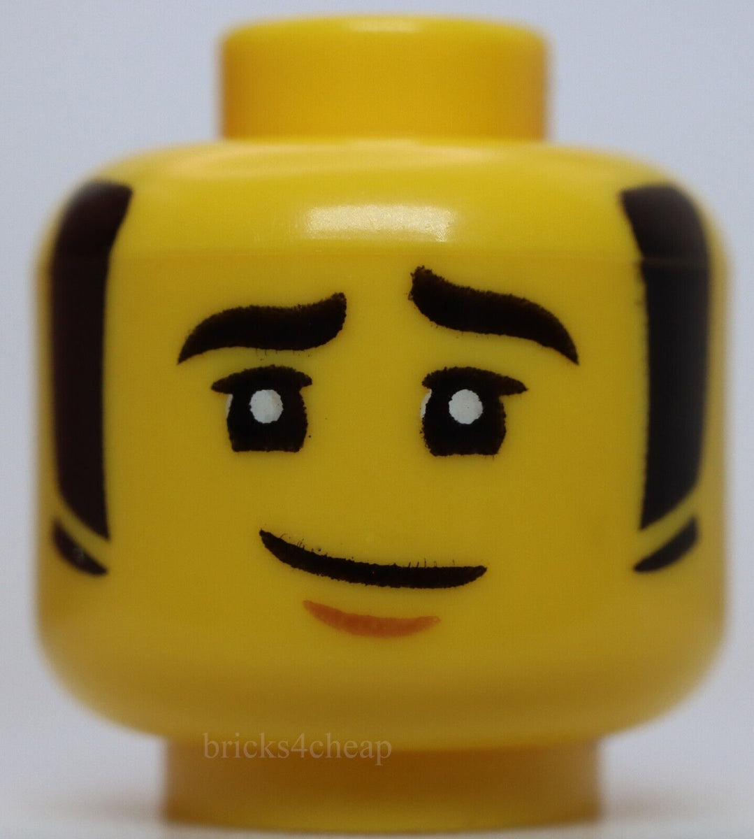 Lego Head Black Eyebrows Sideburns Medium Nougat Chin Dimple Grin Scar ...