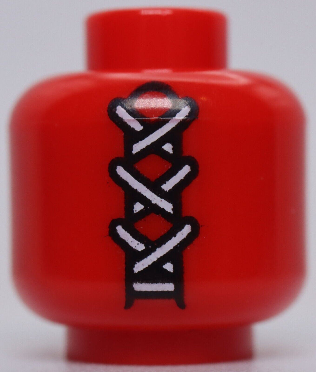 Lego Red Minifig Head Balaclava Yellow Eyes Black Outlines Silver Spot ...