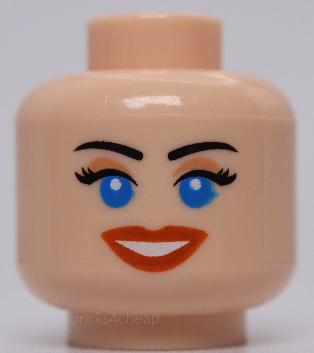 Lego Light Nougat Female Head Red Lips Blue Eyes Black Eyelashes Smili ...