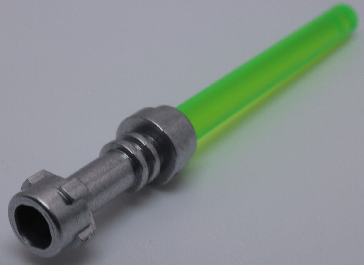 Lego Trans Bright Green Bar 4L Lightsaber Blade Wand with Metallic Hil ...