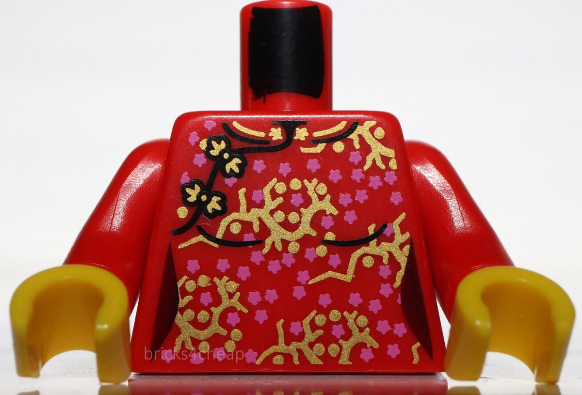 Lego Red Minifig Female Torso Dark Pink Stars Gold Tree Pattern – Gems In the Attic