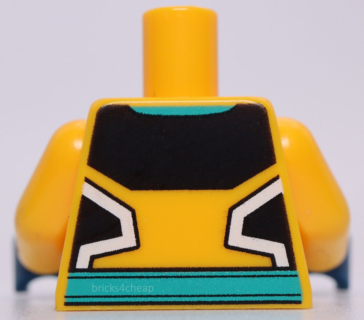 Lego Torso Racing Jacket Black and White Panels Dark Turquoise Collar ...