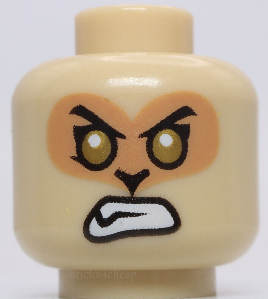 Lego Tan Minifig Head Medium Nougat Eye Mask Gold Eyes Wide Smile Tong ...