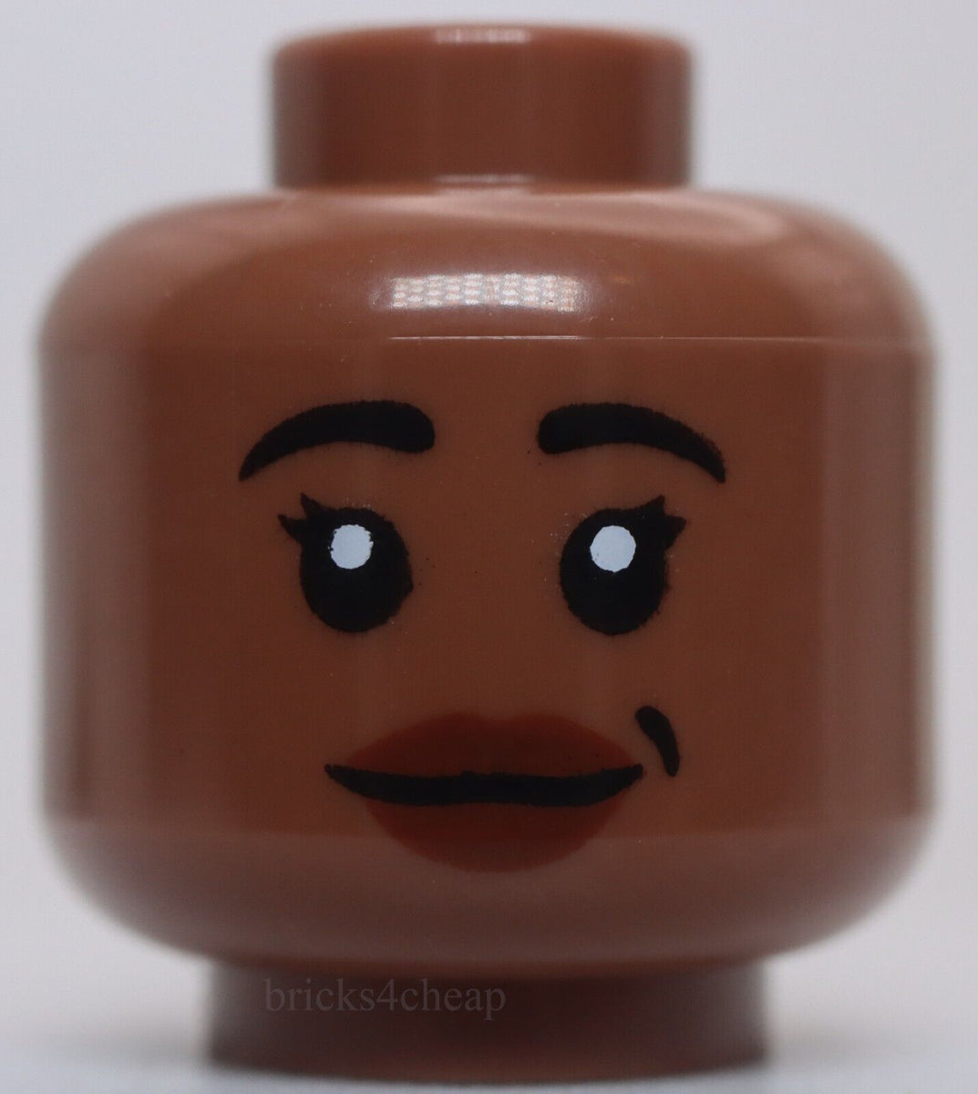 Lego Medium Brown Female Black Eyebrows Reddish Brown Lips Grin Open M ...