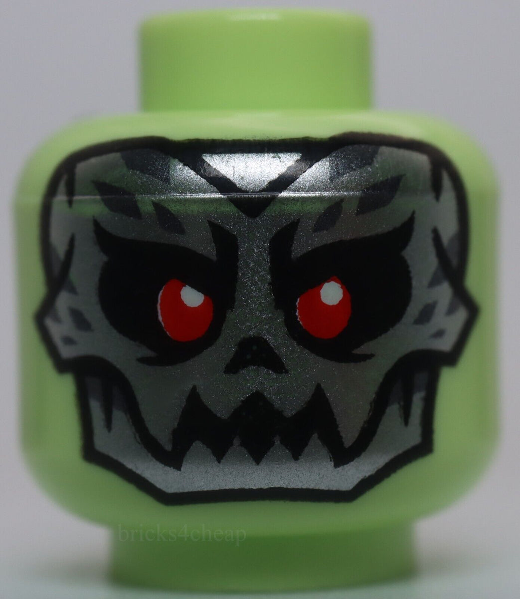 Lego Ninjago Yellowish Green Alien Head Silver Skull Red Eyes – Gems In ...