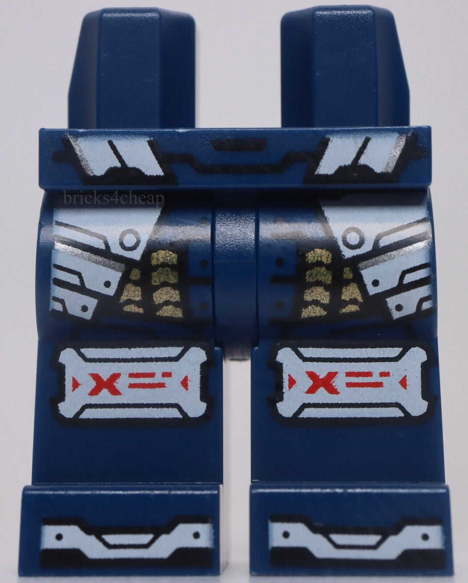 Lego Dark Blue Hips and Legs with White Hip Armor Knee Pads Toe Armor ...
