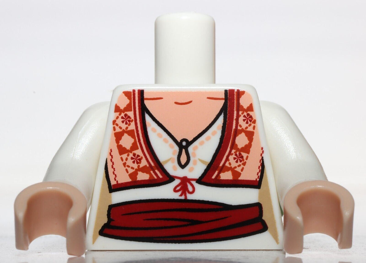 Lego White Female Torso Blouse Keyhole Neck Ornate Vest Princess Tamin ...