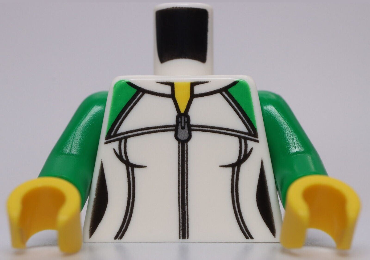 Lego White Female Torso Jumpsuit Green Sleeves Zipper – Gems In the Attic