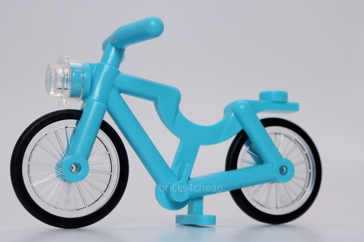 Lego Medium Azure Bicycle Frame Riding Cycle Trans Clear Rubber Tire B ...