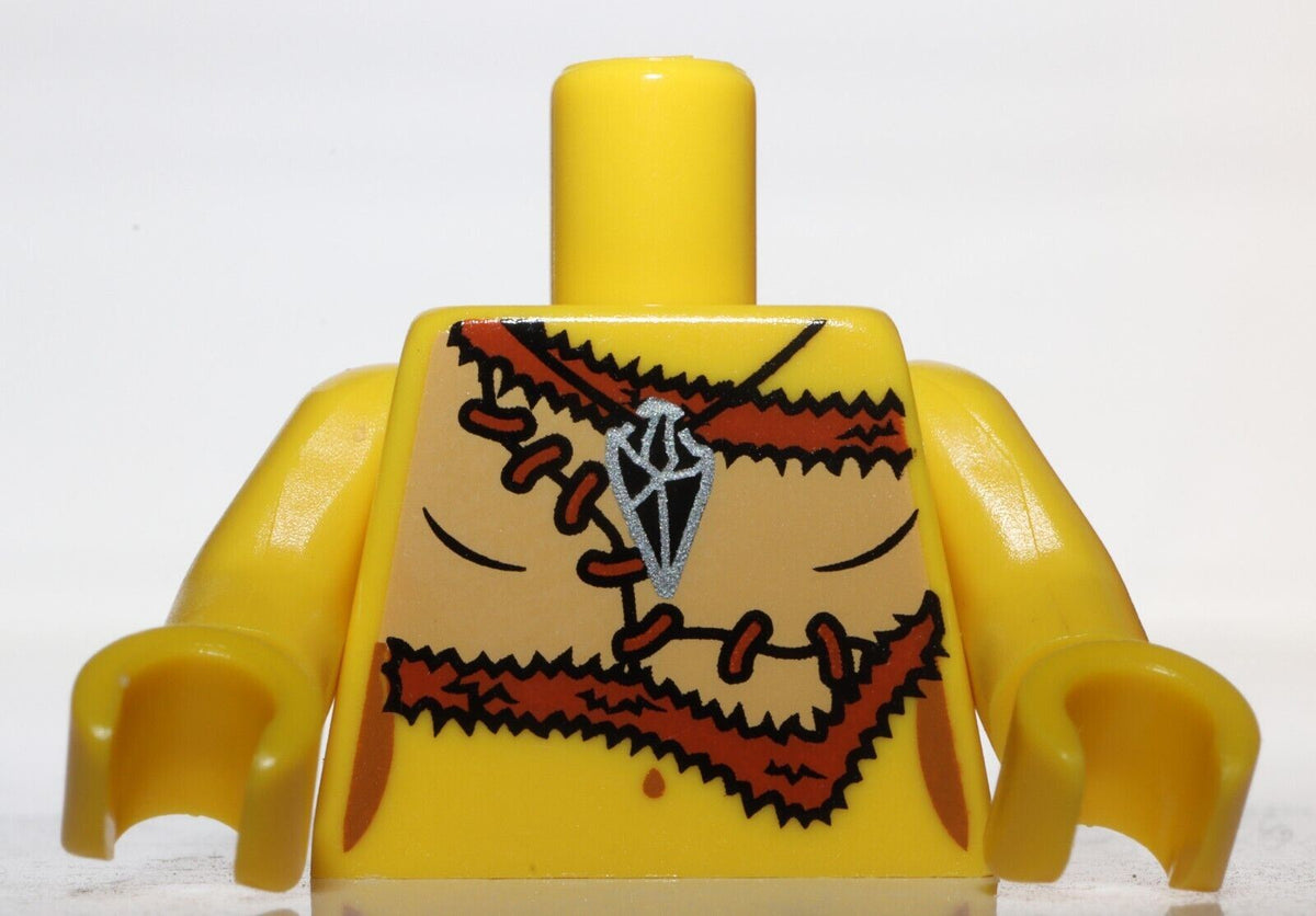 Lego Yellow Torso Female with Animal Skin Top with Black and Silver Am ...