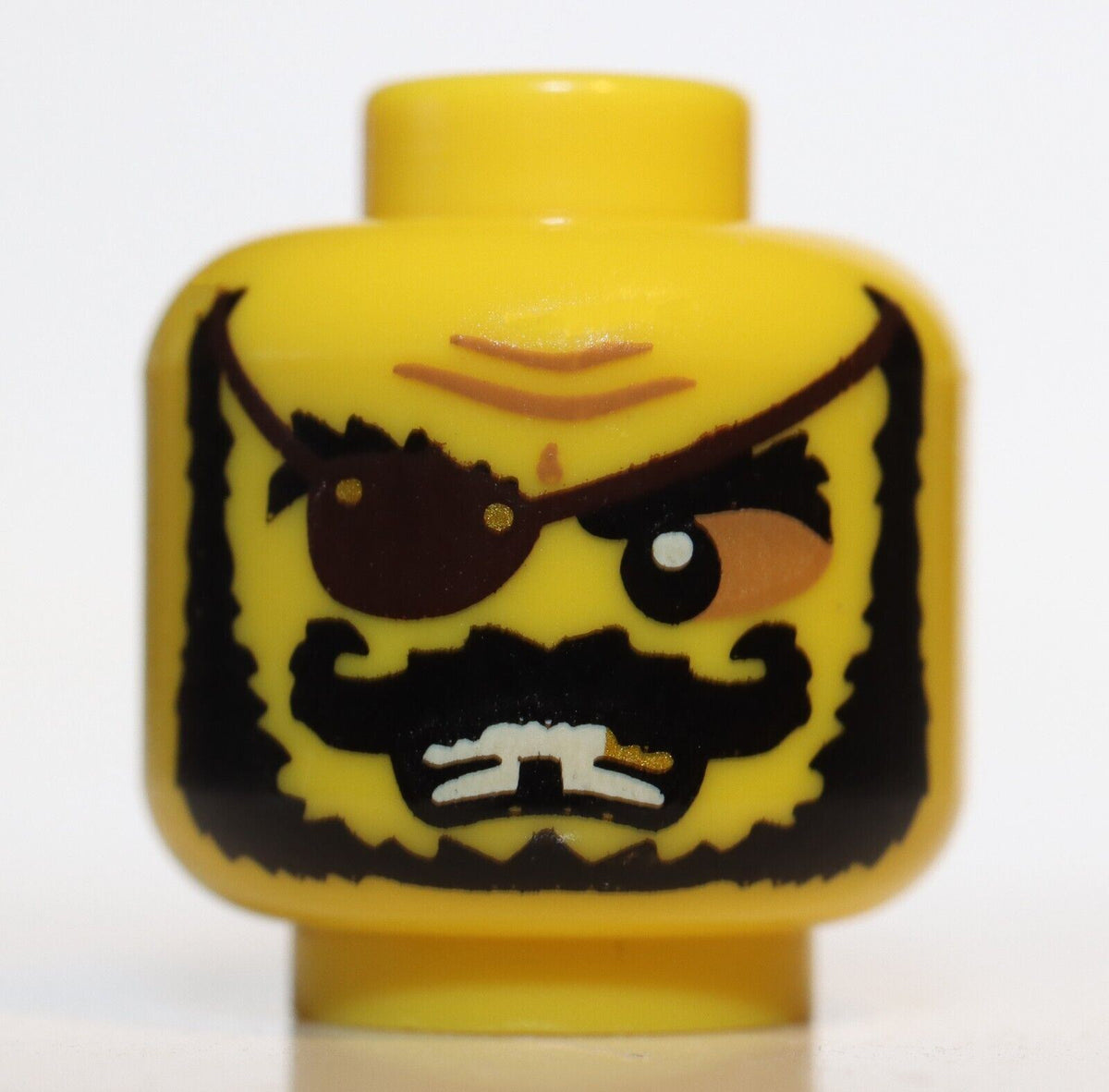 Lego Yellow Minifig Head Male Eyepatch Black Bushy Beard Moustache Mis ...