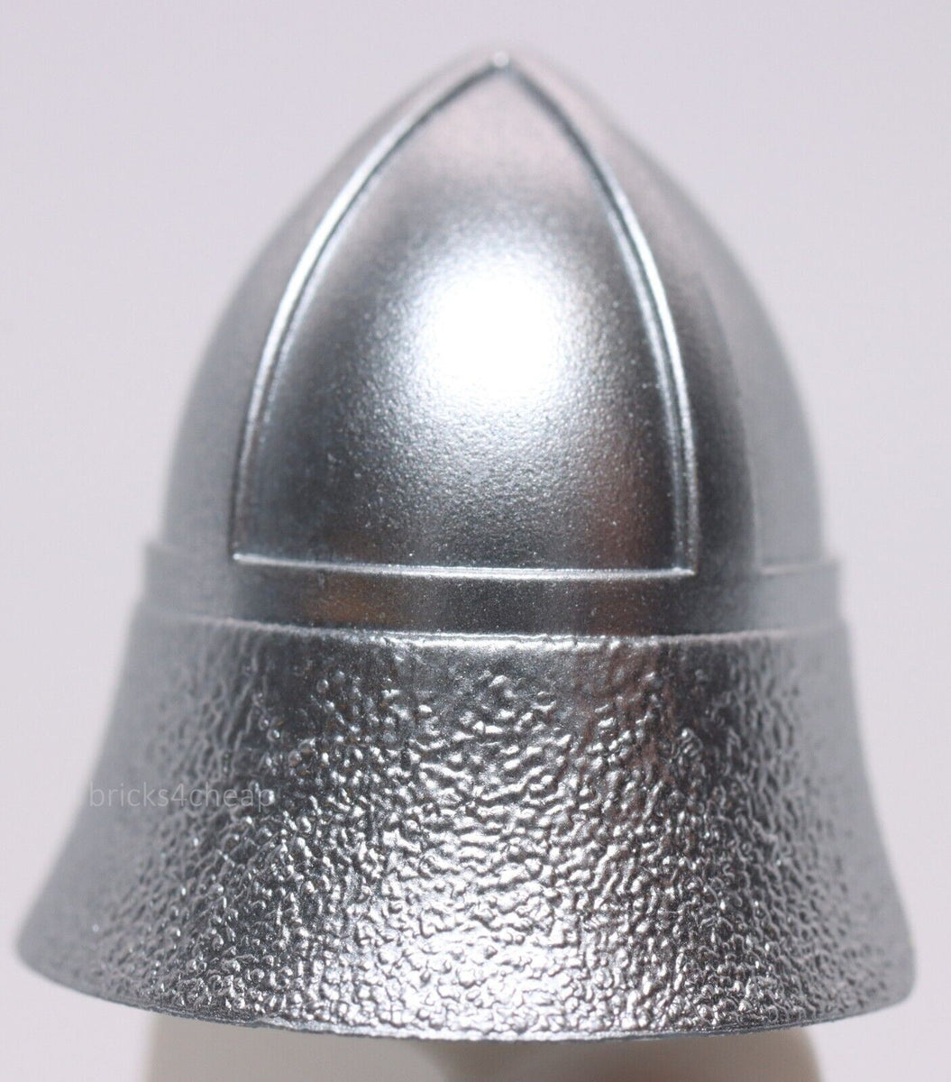 Lego Castle Metallic Silver Knight's Helmet with Nose Guard and Neck P ...