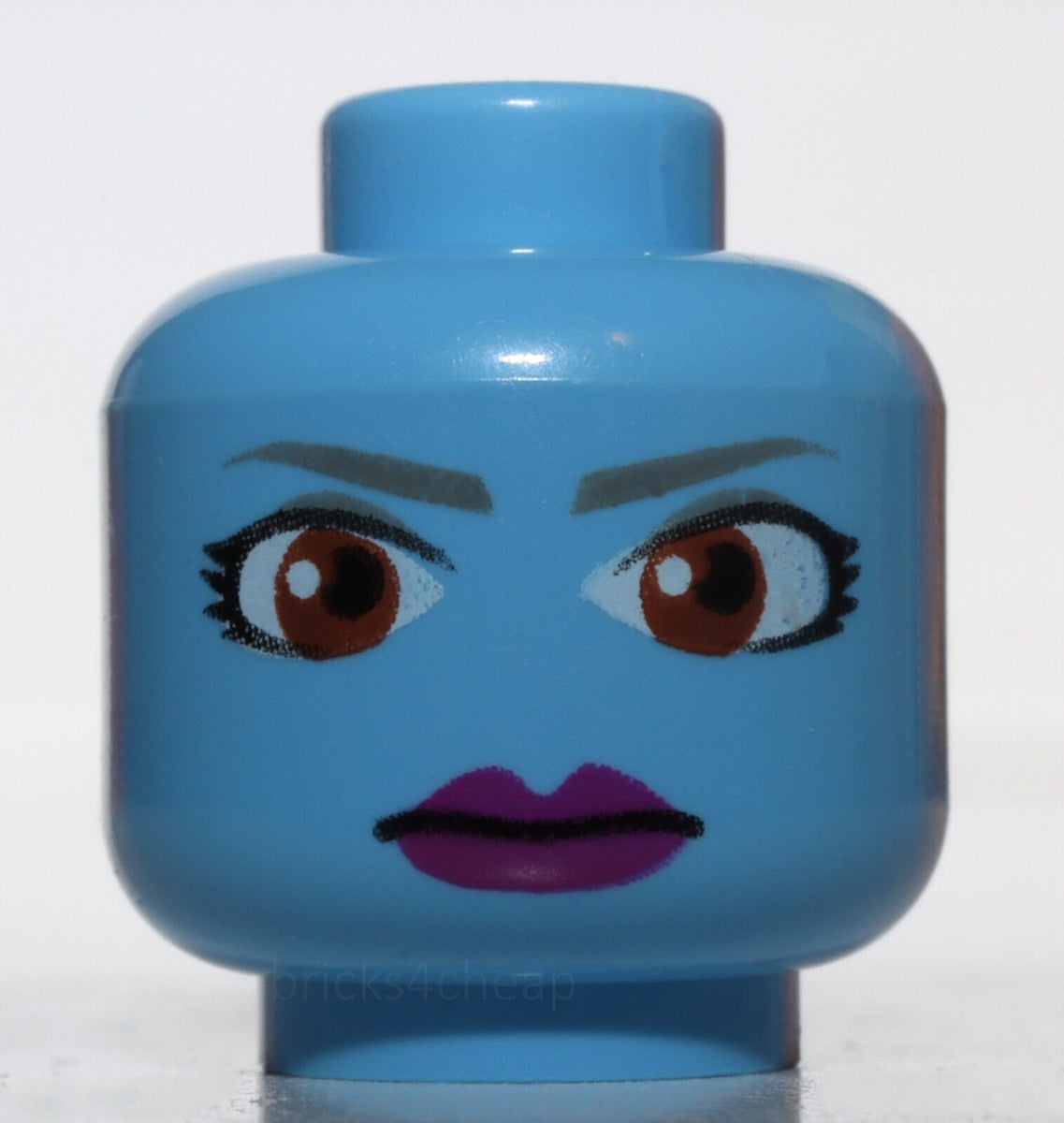 Lego Star Wars Medium Blue Minifig Head Alien Large Brown Eyes Purple ...