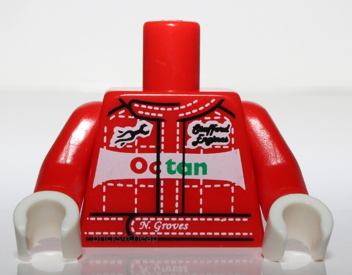 Lego Red Octan Logo Racing Suit Torso with White Hands – Gems In the Attic