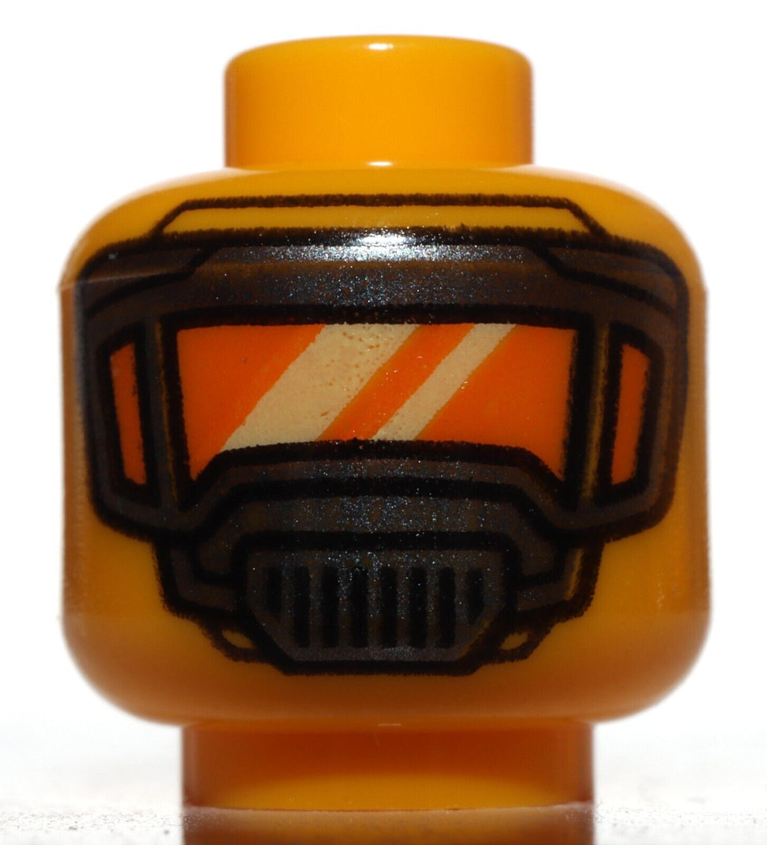 Lego Minifig Head Pearl Dark Gray Mask Orange Visor Hollow Stud – Gems ...