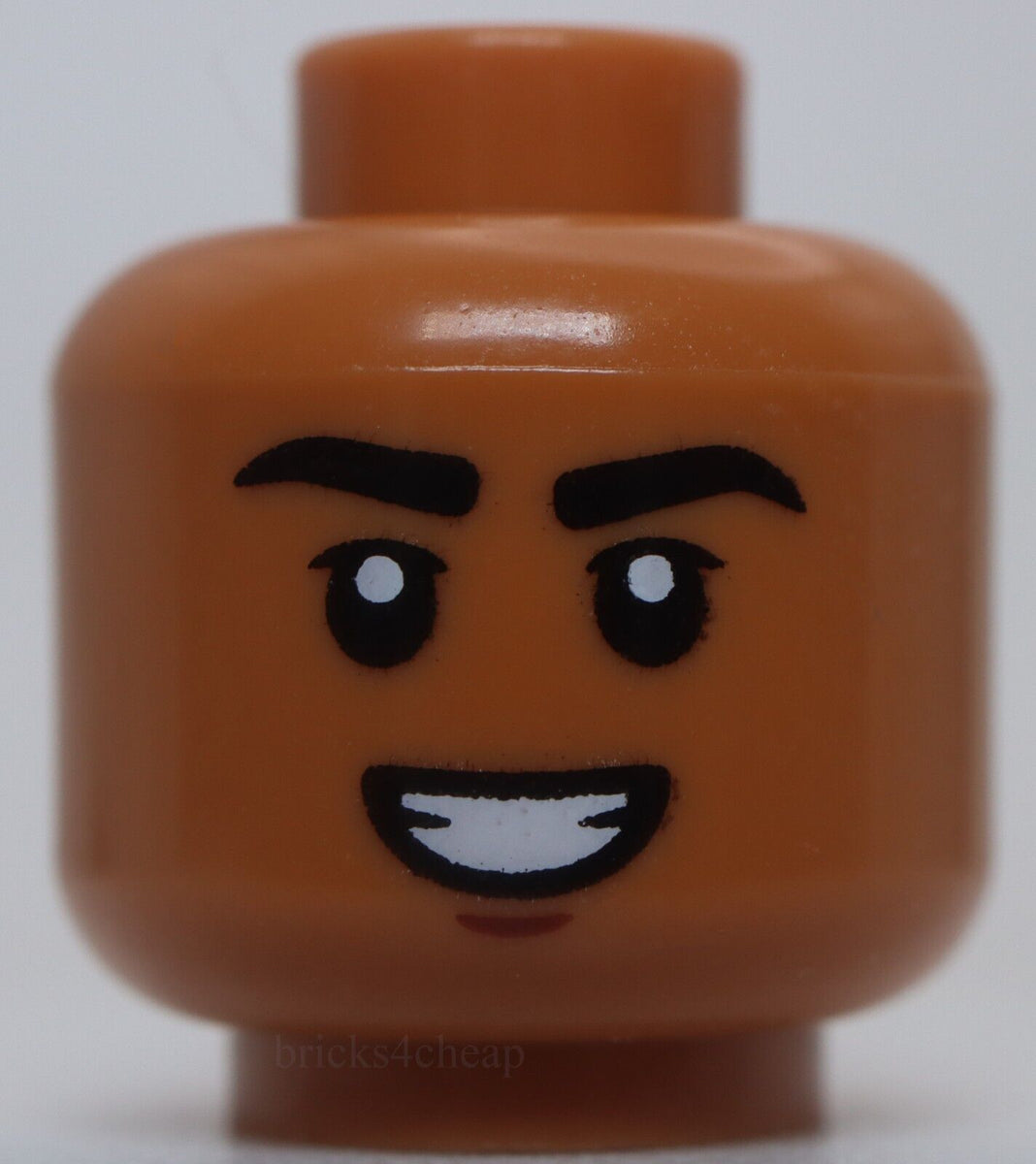 Lego Head Dual Sided Black Eyebrows Smile with Teeth Grin Raised Eyebr ...
