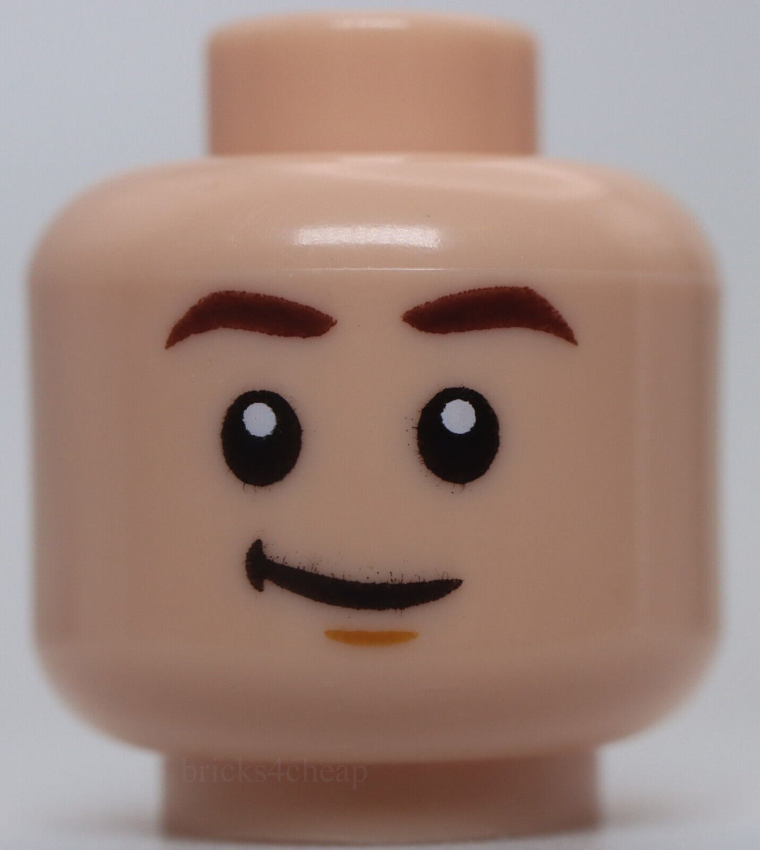 Lego Light Nougat Head Dark Brown Eyebrows Neutral Laughing Eyes Close ...