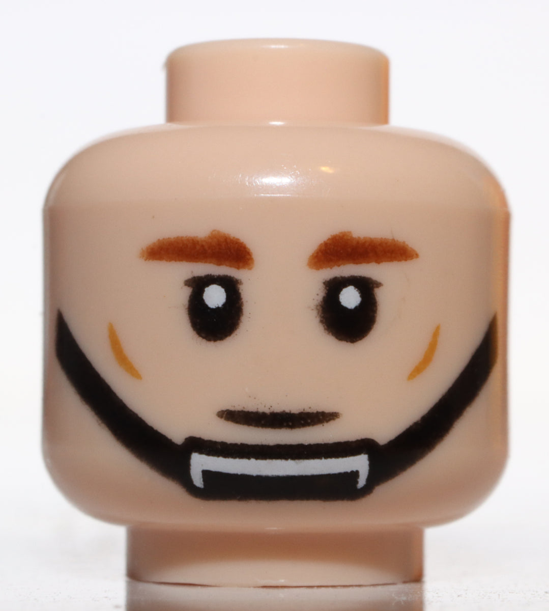 Lego Head Dual Sided Brown Eyebrows Cheek Lines Black Chin Strap – Gems ...