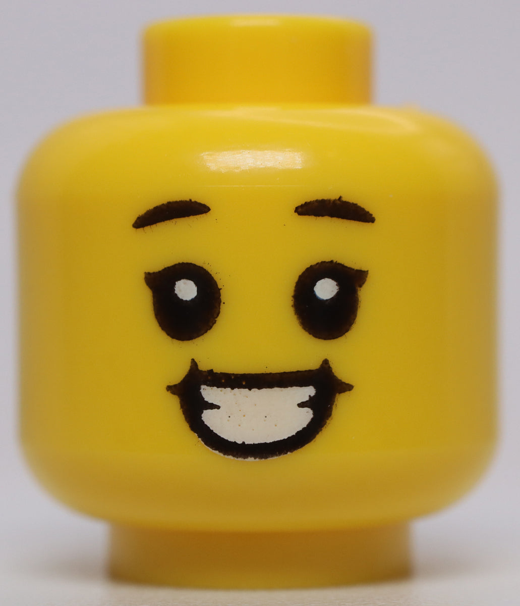 Lego Yellow Minifig Head Big Cheesy Grin Close Eyes Laughing – Gems In ...