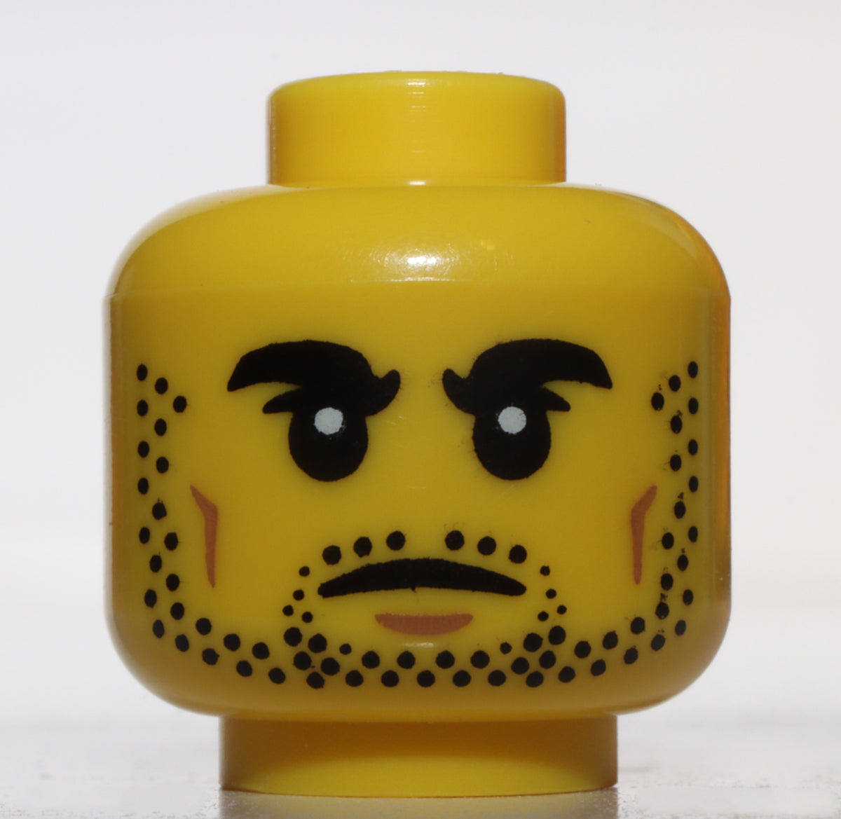 Lego Yellow Minifig, Head Black Thick Eyebrows and Stubble, Dark Tan C ...