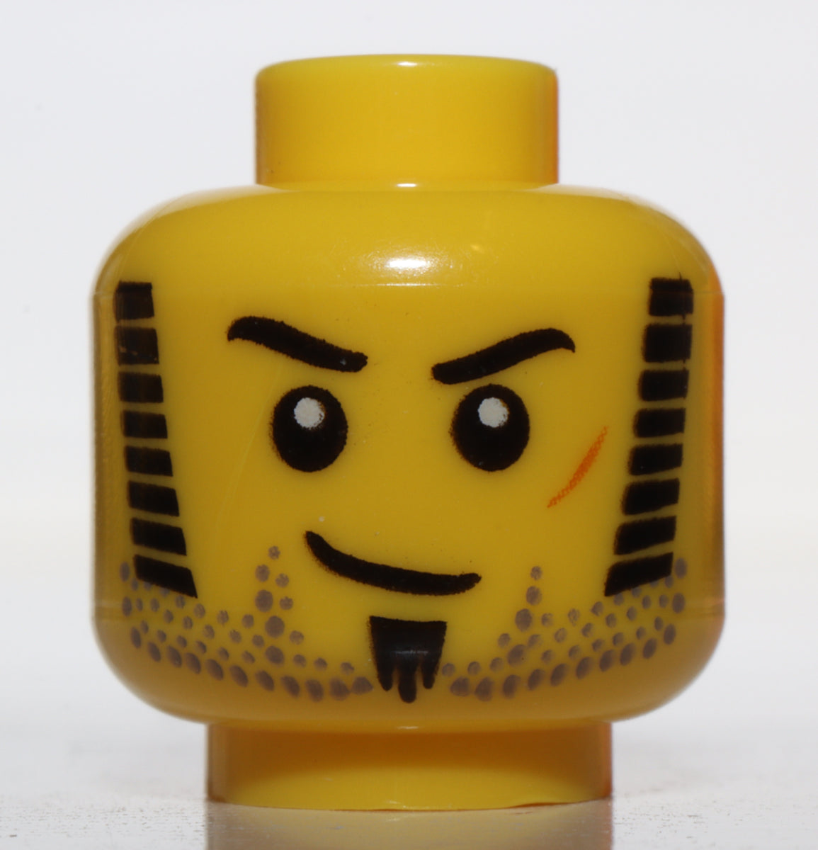 Lego Yellow Minifig Head Black Sideburns Red Scar Goatee Stubble NEW ...