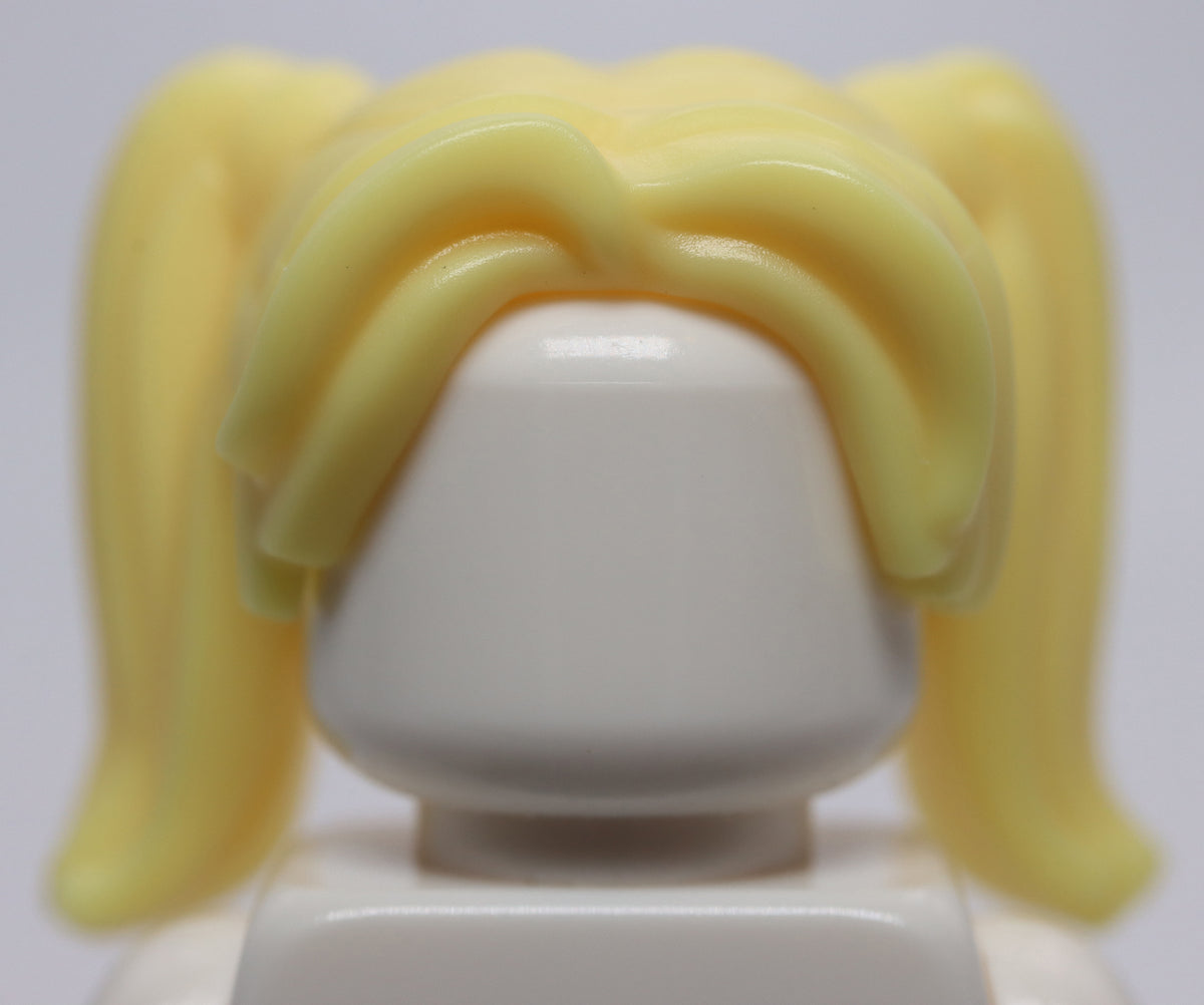 Lego Bright Light Yellow Hair Female Pigtails Long Bangs Hole on Top ...