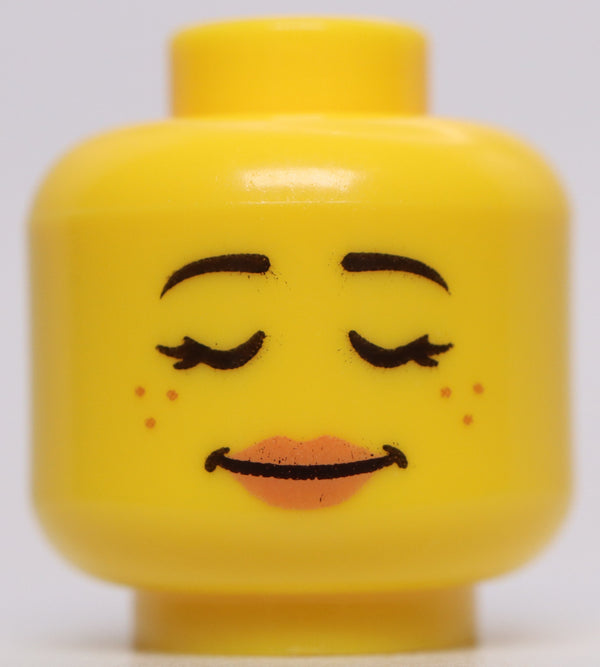 Lego Yellow Minifig Head Dual Sided Female Freckles Sleeping Smiling P ...